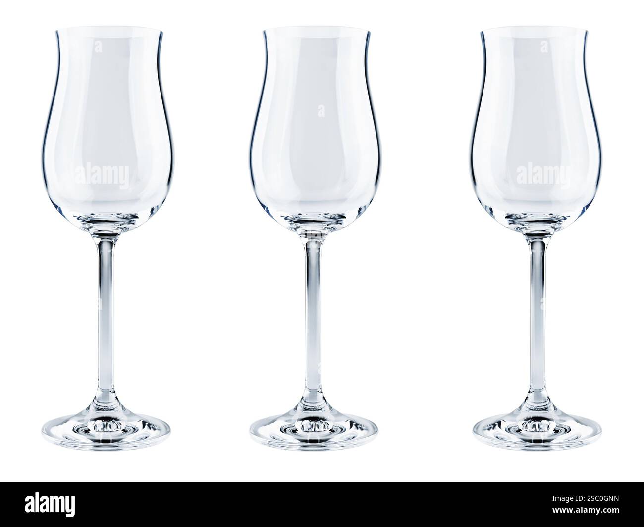 Three modern goblets over the white background Stock Photo - Alamy