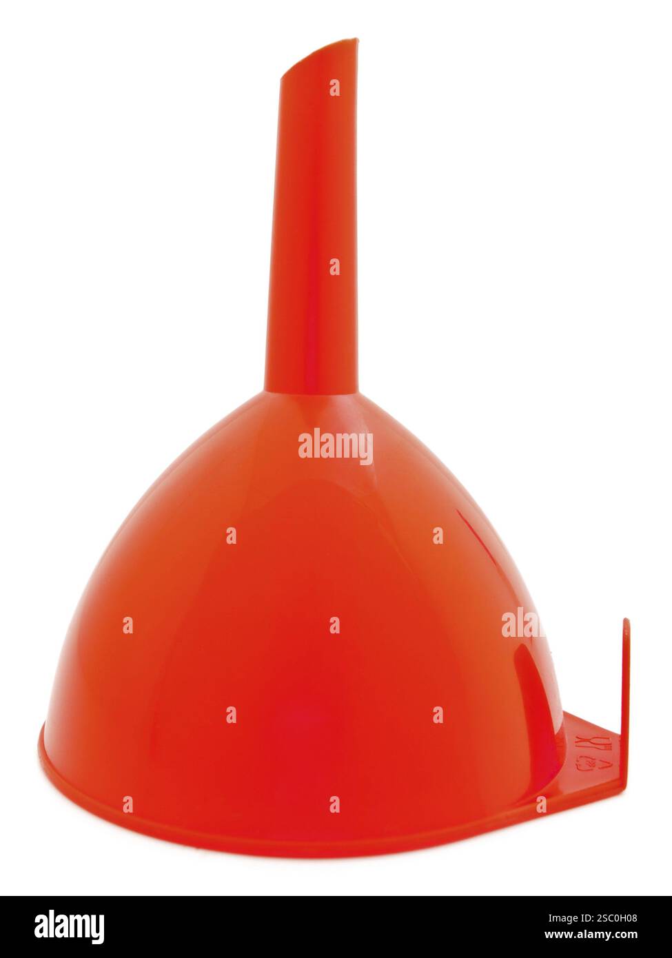 Red Plastic Kitchen Funnel Against White Background Stock Photo - Alamy