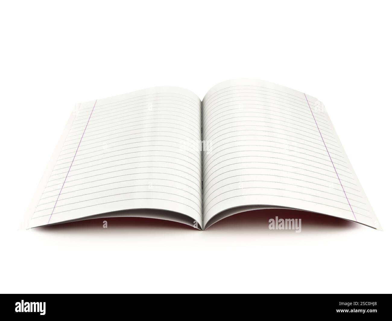 Exercise book with red margins over the white background Stock Photo ...