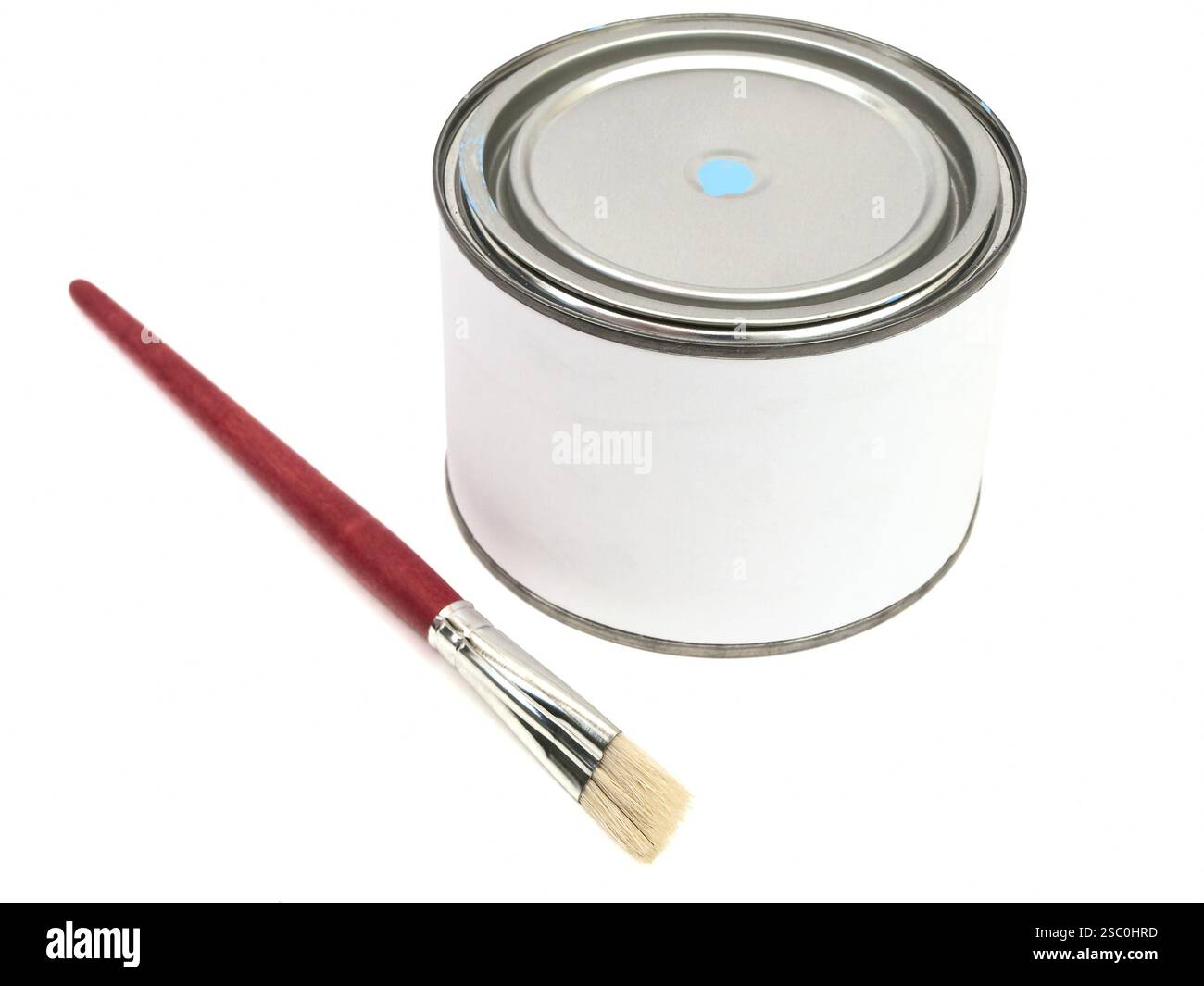 Bucket of color and brush against the white background Stock Photo - Alamy