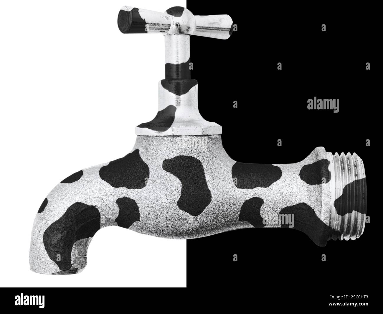 Copper Water Tap With Cow Skin Painted Over The White And Black ...