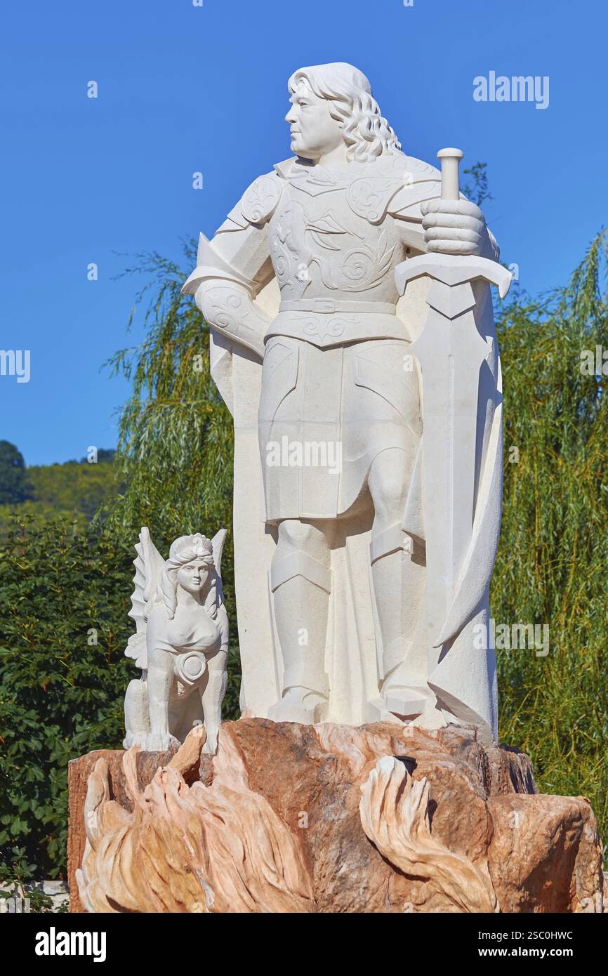 Monument to the knight with greatsword in hand Ravadinovo, Bulgaria ...