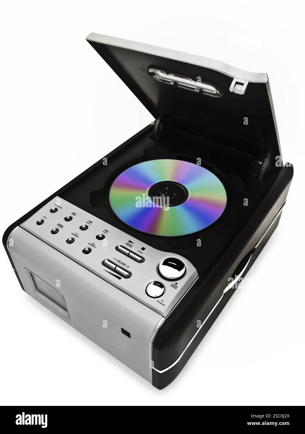 Modern Digital Cd Player With Disc Against The White Background Stock ...
