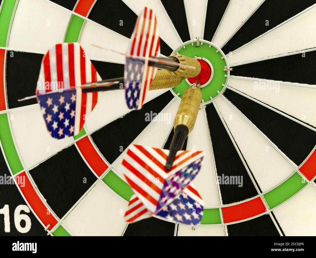 Darts Arrows In The Center Of Dartboard Stock Photo - Alamy