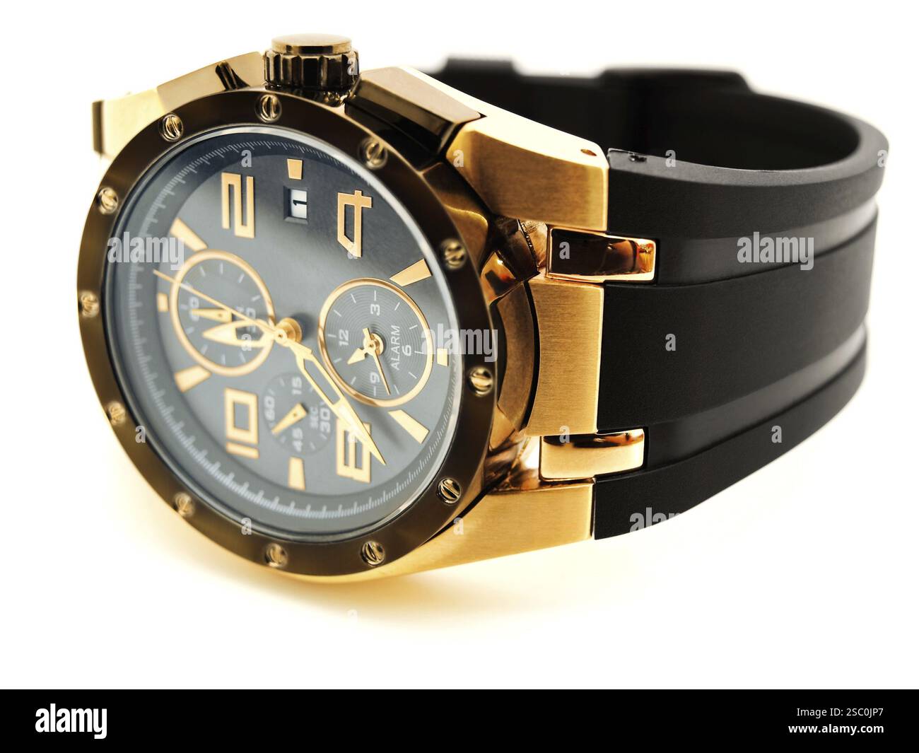 Luxury Golden Men's Watch Against White Background Stock Photo - Alamy