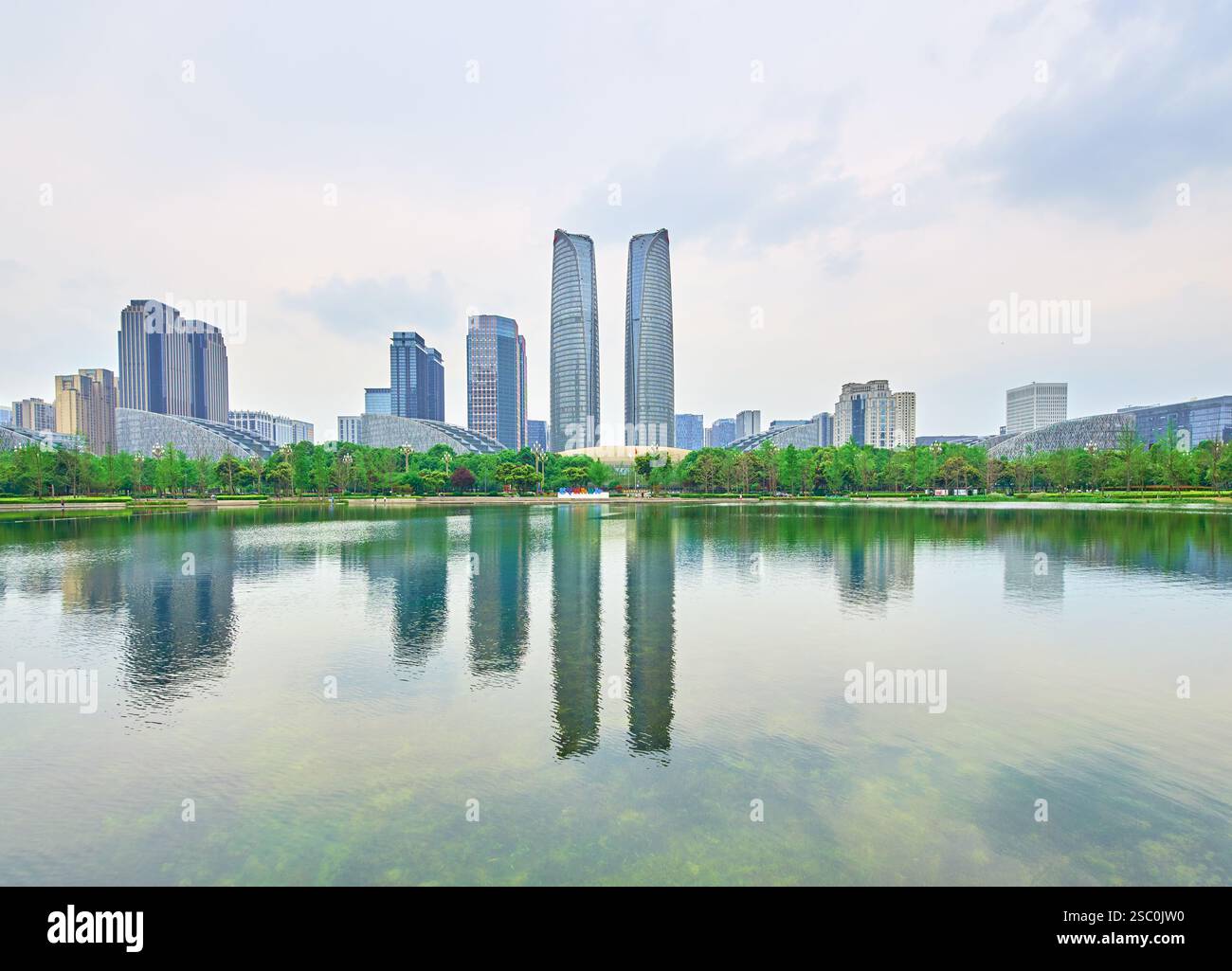 The twin towers, landmark high-rise buildings in Chengdu Financial City ...