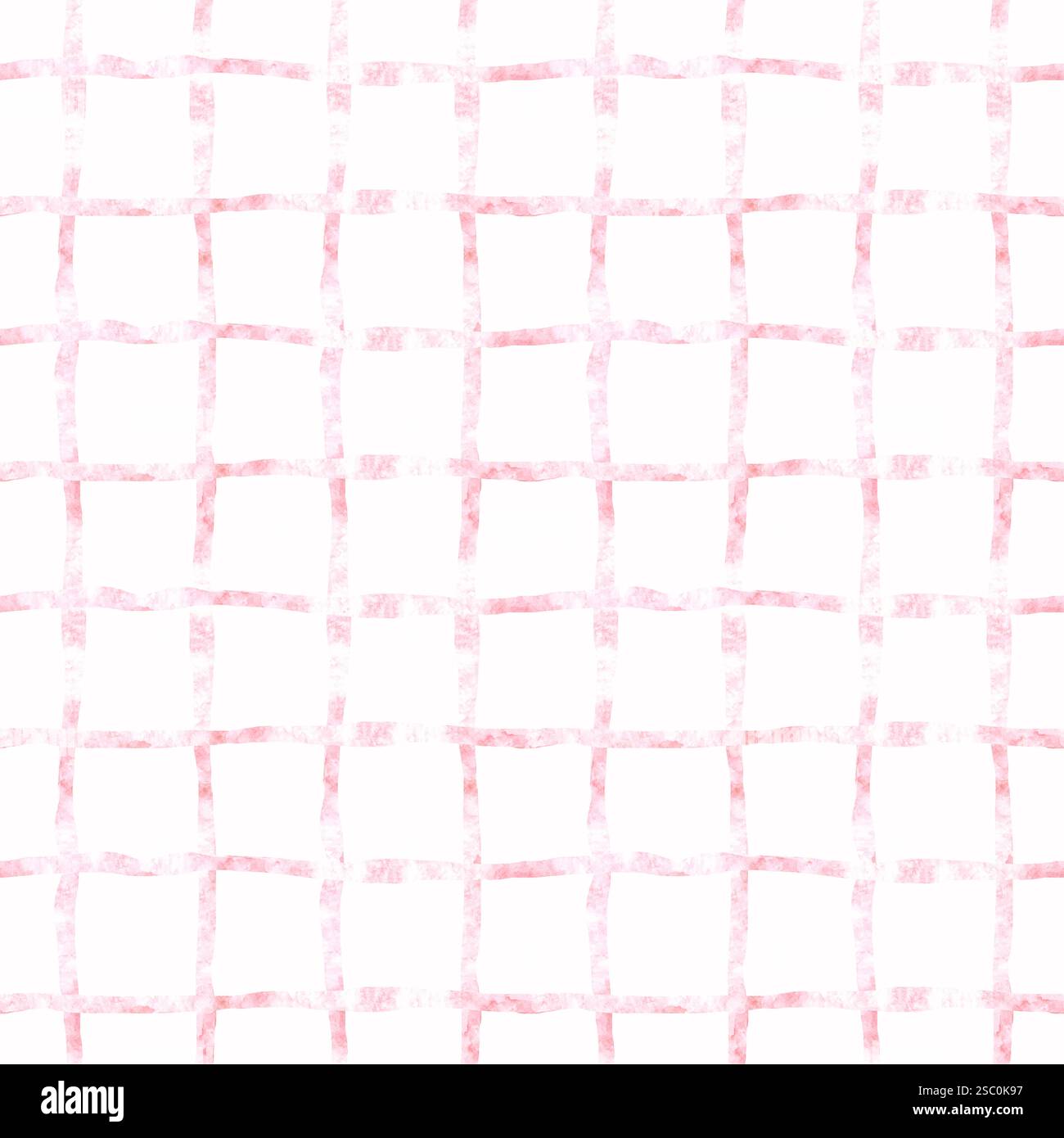 Hand drawn checkered background with pink stripes. Plaid seamless ...
