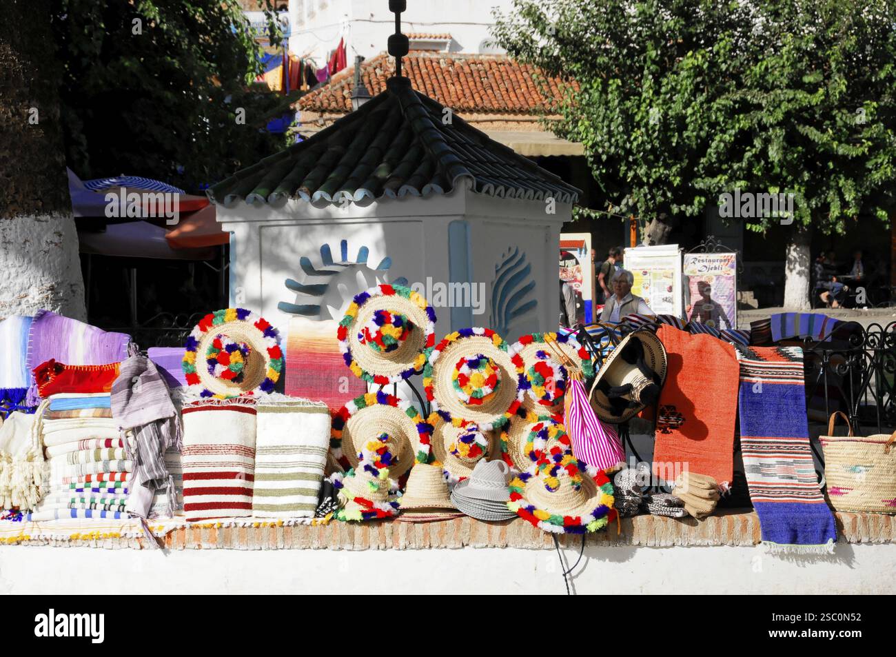Chefchaouen, Rif Mountains, Morocco, Colourful open-air market stall ...