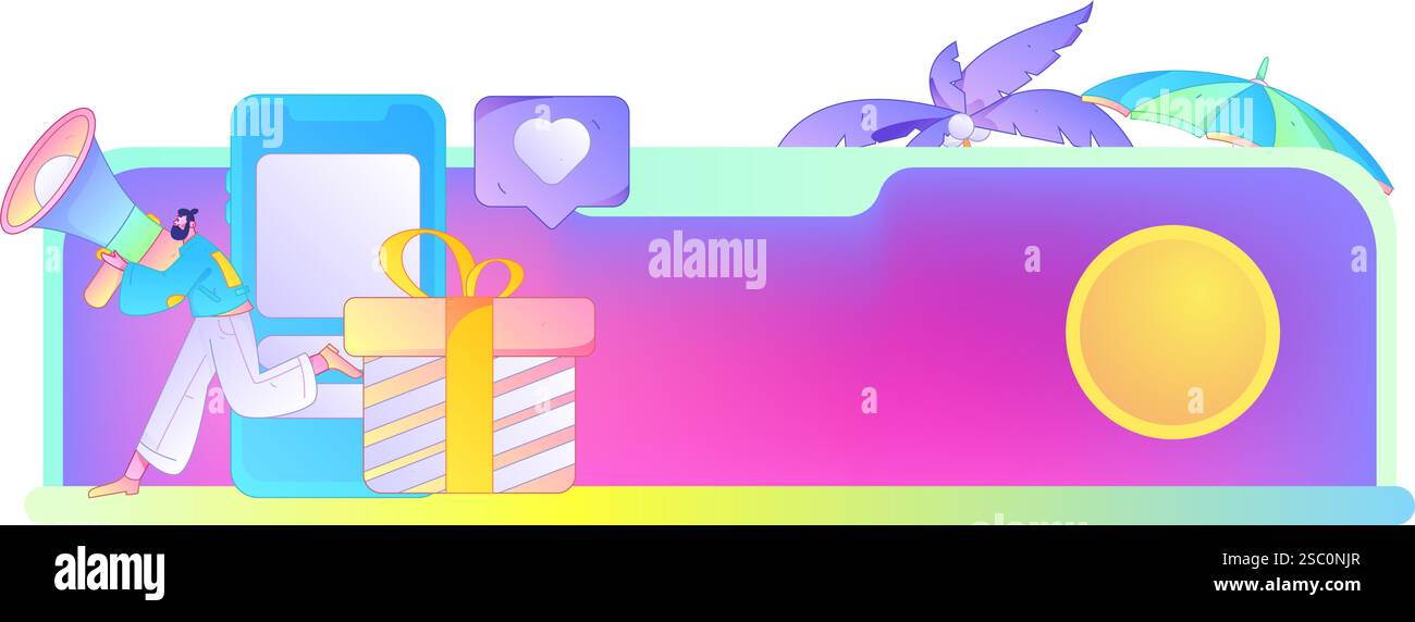 Notification announcement vector creative flat hand drawn illustration ...