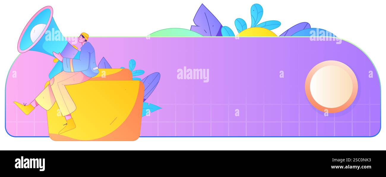 Notification announcement vector creative flat hand drawn illustration ...