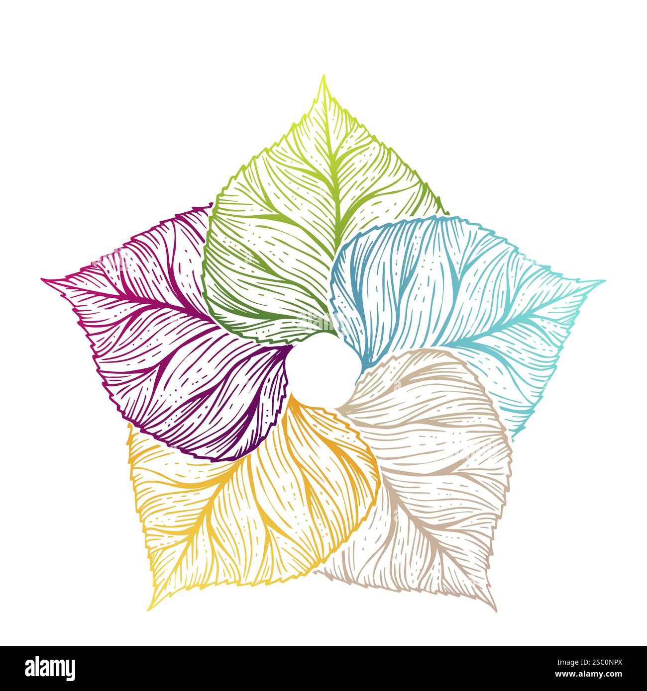 Abstract eco theme flower from multicolored leaves over white Stock ...