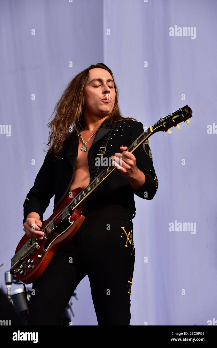 Napa Valley, California, May 27, 2022 - Jake Kiszka of Greta Van Fleet on stage at the 2022 ...
