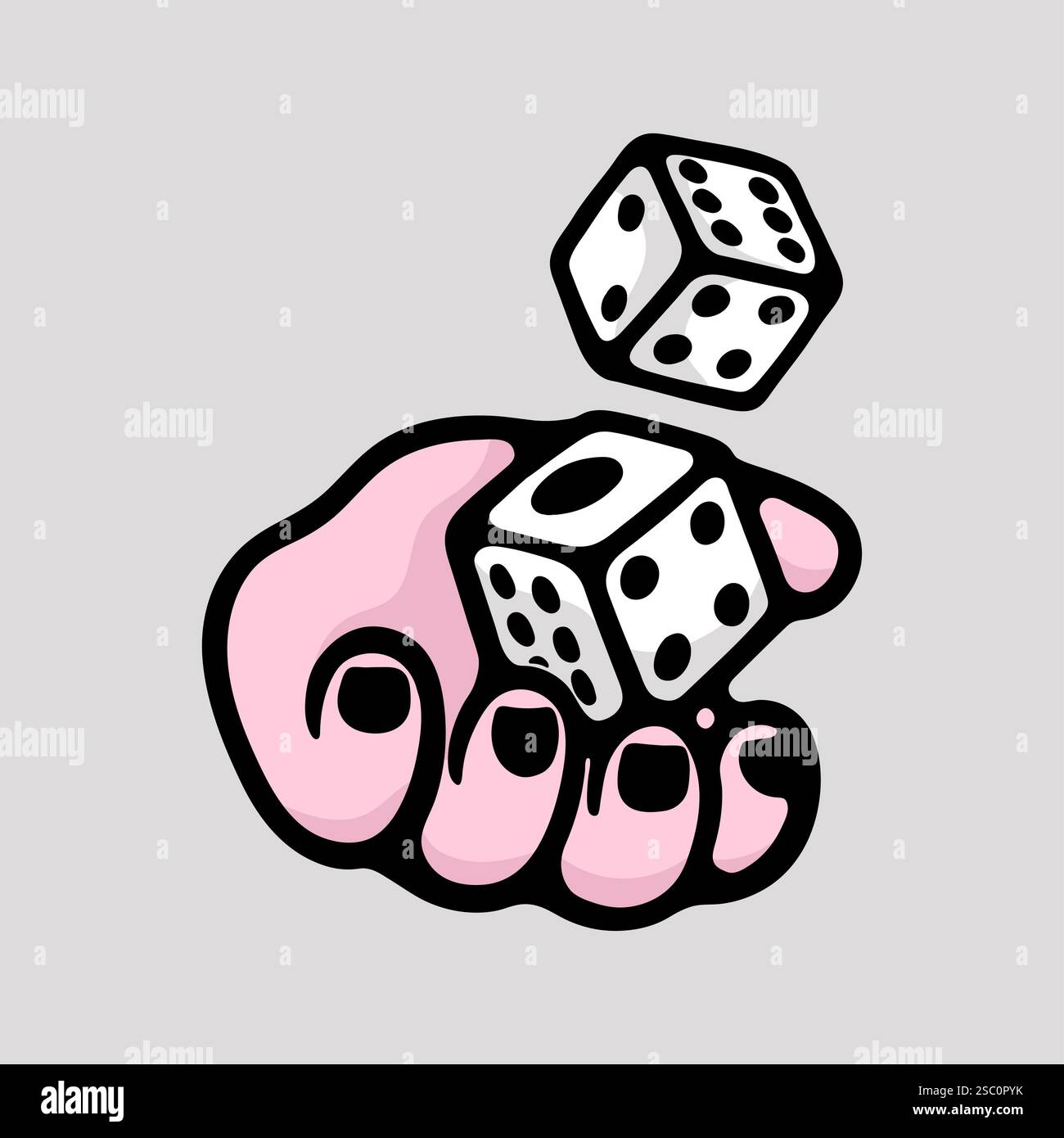 illustration cartoon hand play dice Stock Photo - Alamy