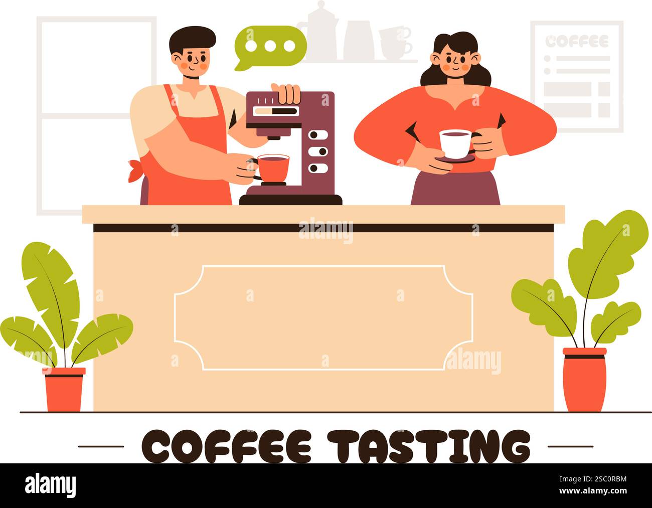 Coffee Tasting Vector Illustration featuring People Enjoying Specialty ...