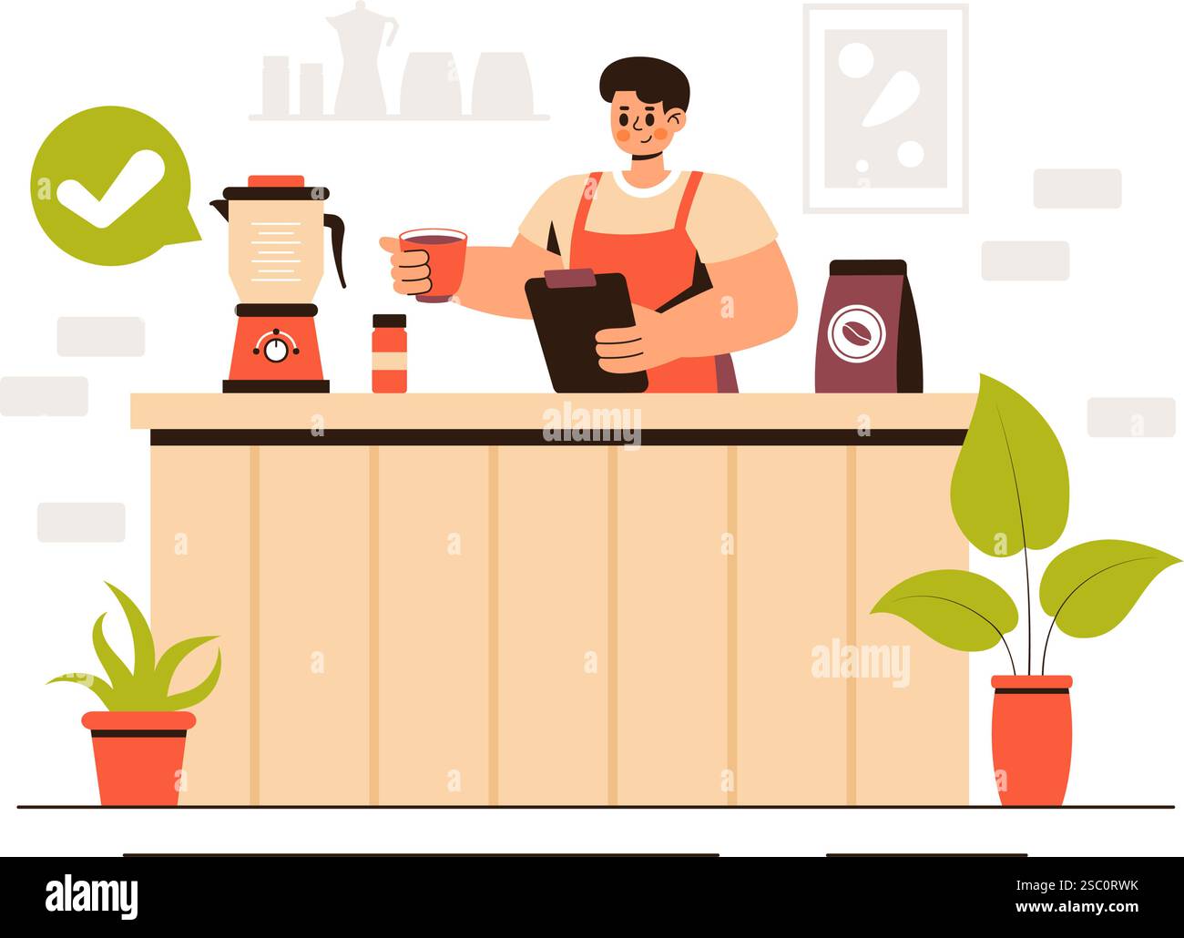 Coffee Tasting Vector Illustration featuring People Enjoying Specialty ...