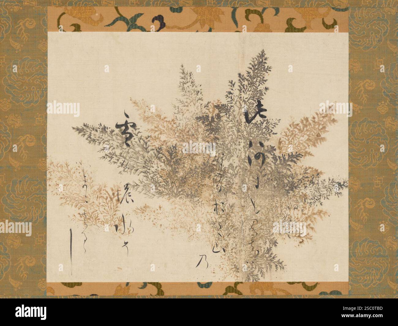 Hon'ami Kōetsu 本阿弥光悦 - Waka Poem with Printed Gold-and-Silver ...