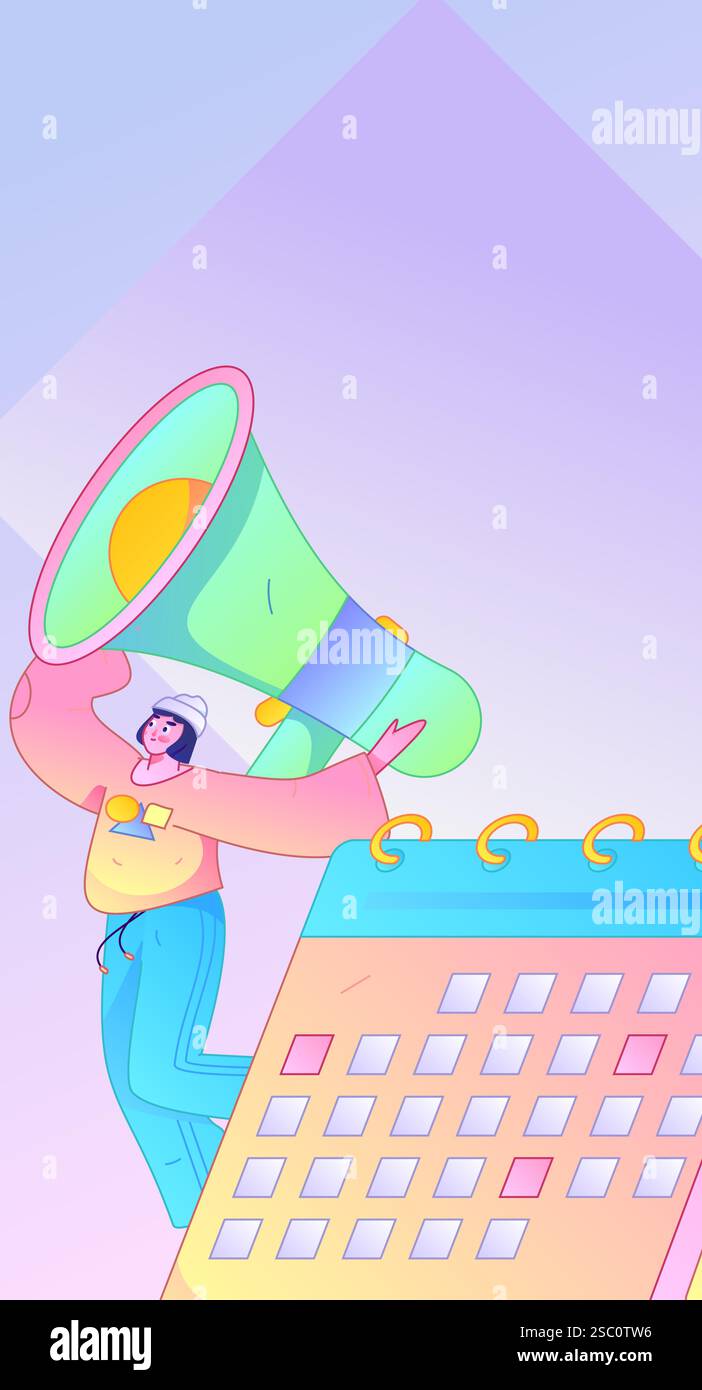 Notification announcement vector creative flat hand drawn illustration ...