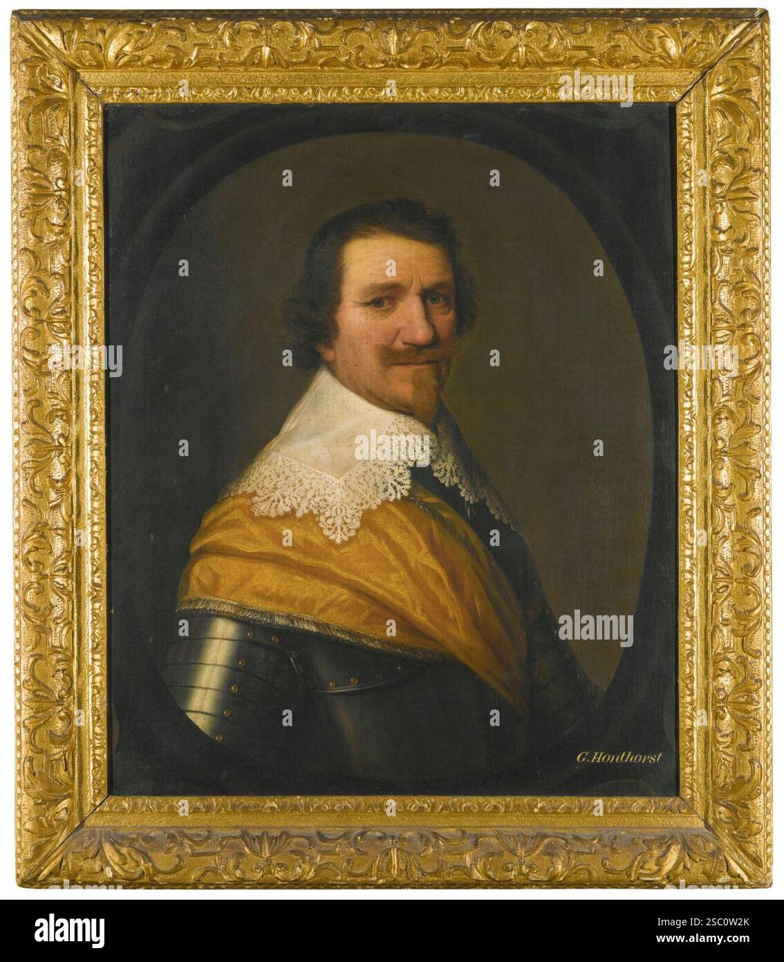 Honthorst - PORTRAIT OF A GENTLEMAN, HEAD AND SHOULDERS, WITH A GOLD ...