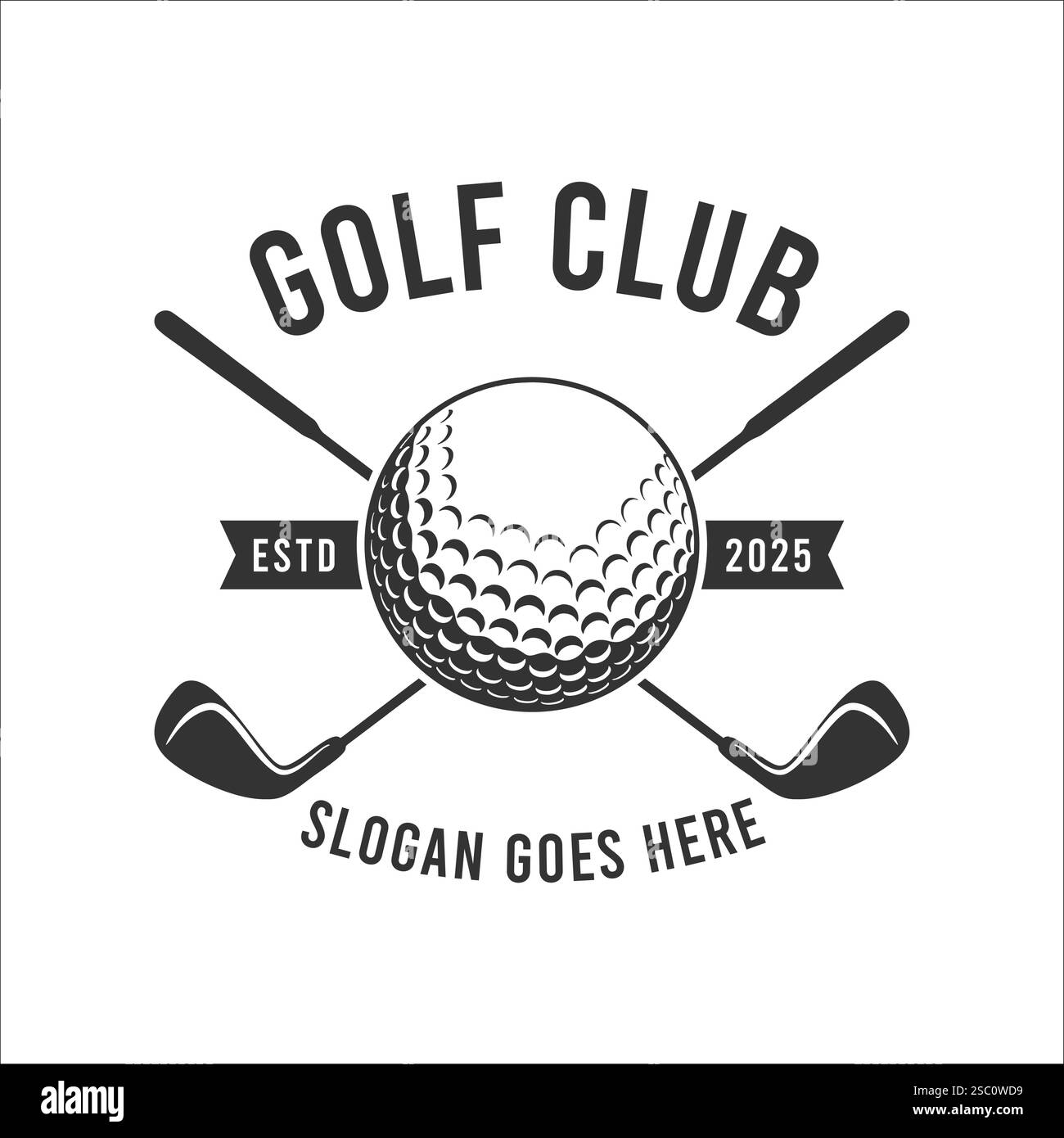 Golf Clubs logo with ball and crossed golf sticks Stock Vector Image ...