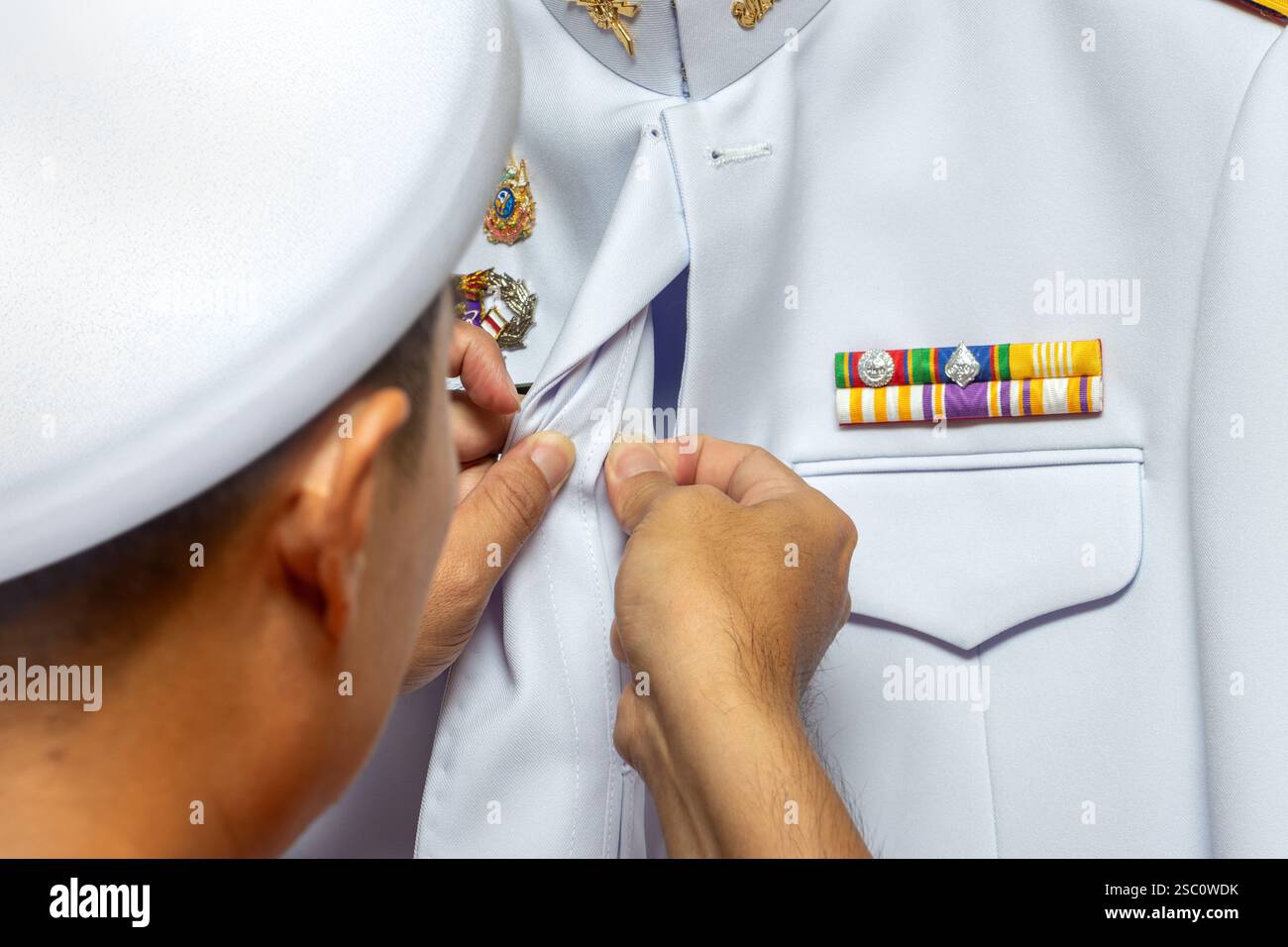 THAILAND, NOV 10 2024, Decoration of the ceremonial uniform with ...