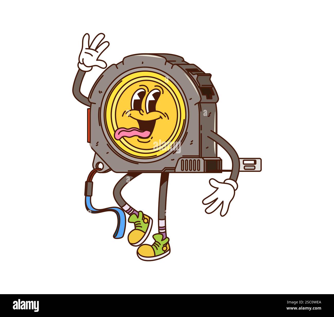 Groovy tape measure character of building, DIY and repairing tool ...