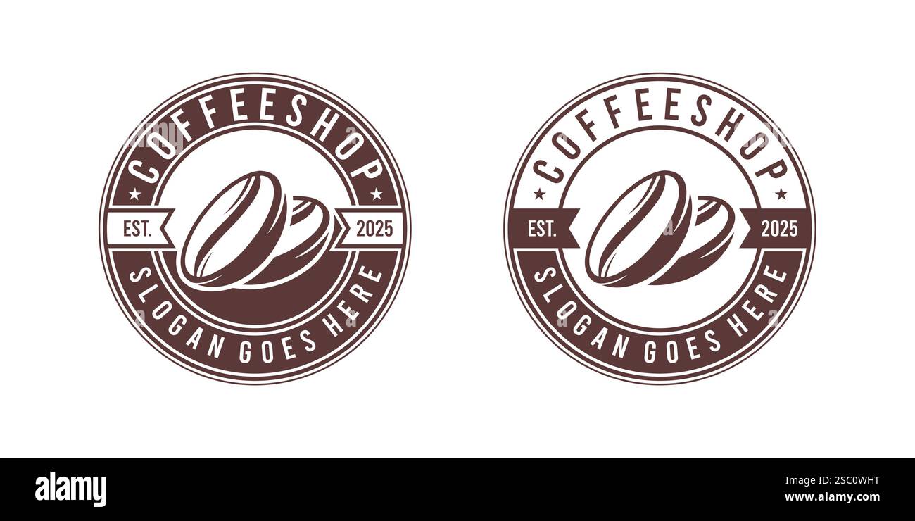 Coffee shop logo. Retro badge coffee beans stamp logo vector design ...