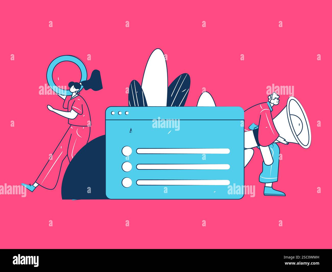 Notification announcement vector creative flat hand drawn illustration ...