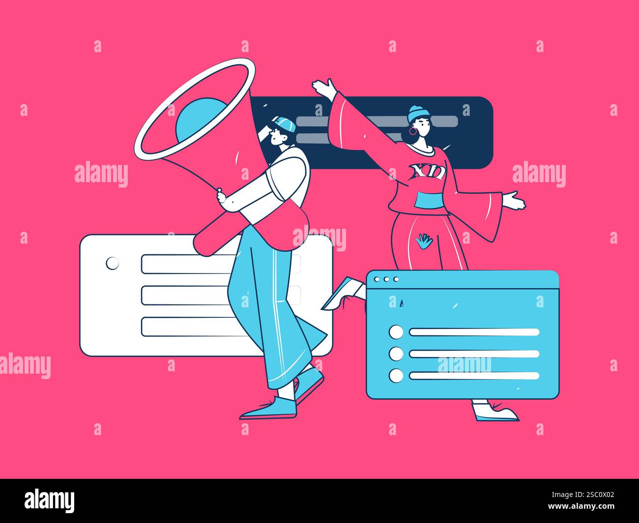 Notification announcement vector creative flat hand drawn illustration ...