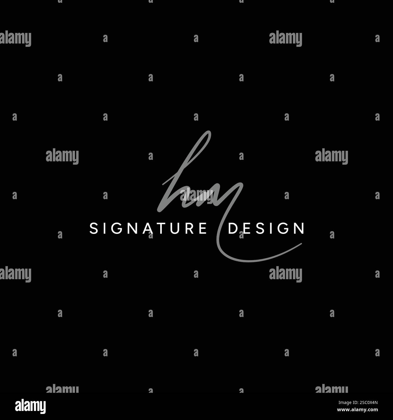 Handwritten Signature logo for Initial Letter HM - Vector Logo Template ...