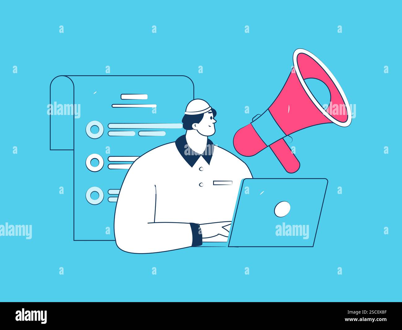 Notification announcement vector creative flat hand drawn illustration ...