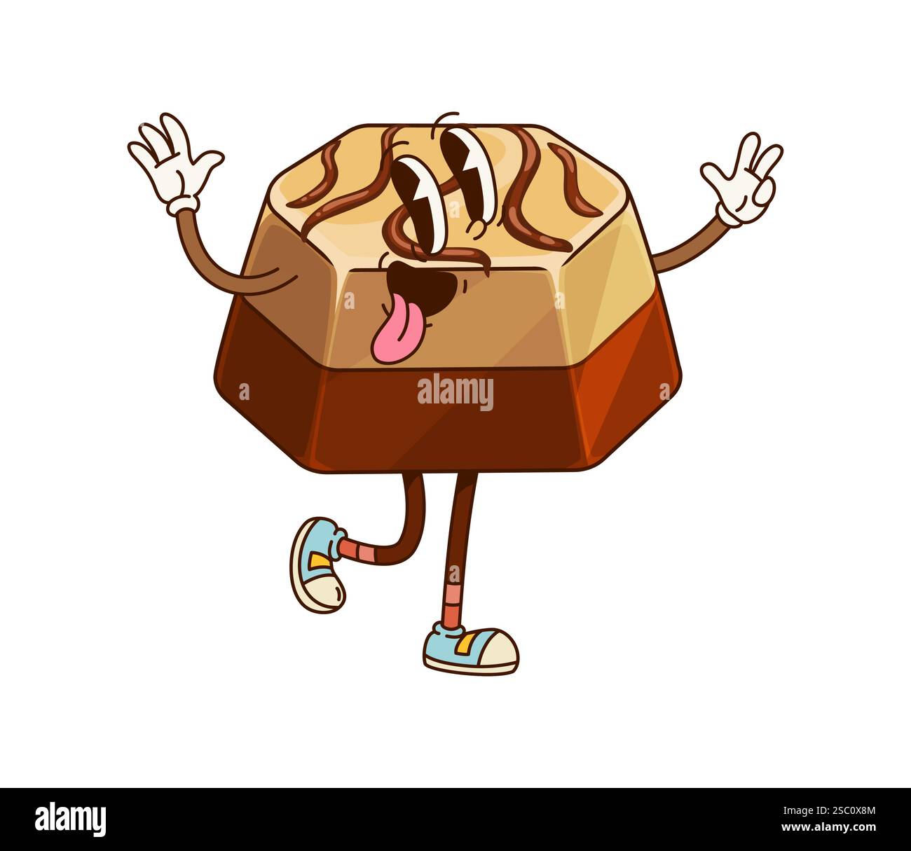 Groovy chocolate candy sweet character with silly face and tongue out ...