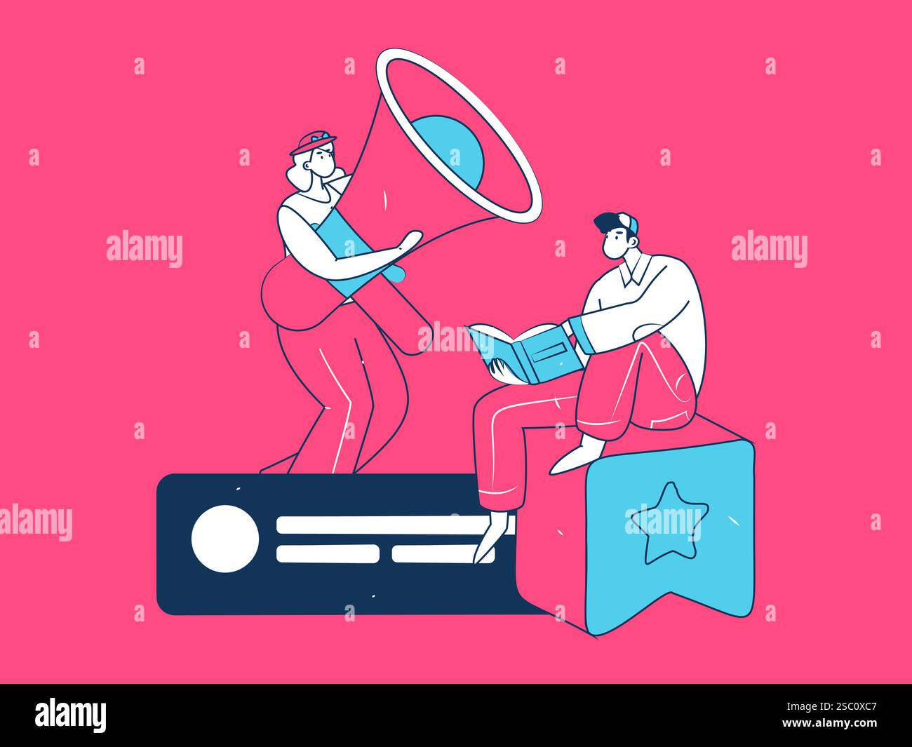 Notification announcement vector creative flat hand drawn illustration ...