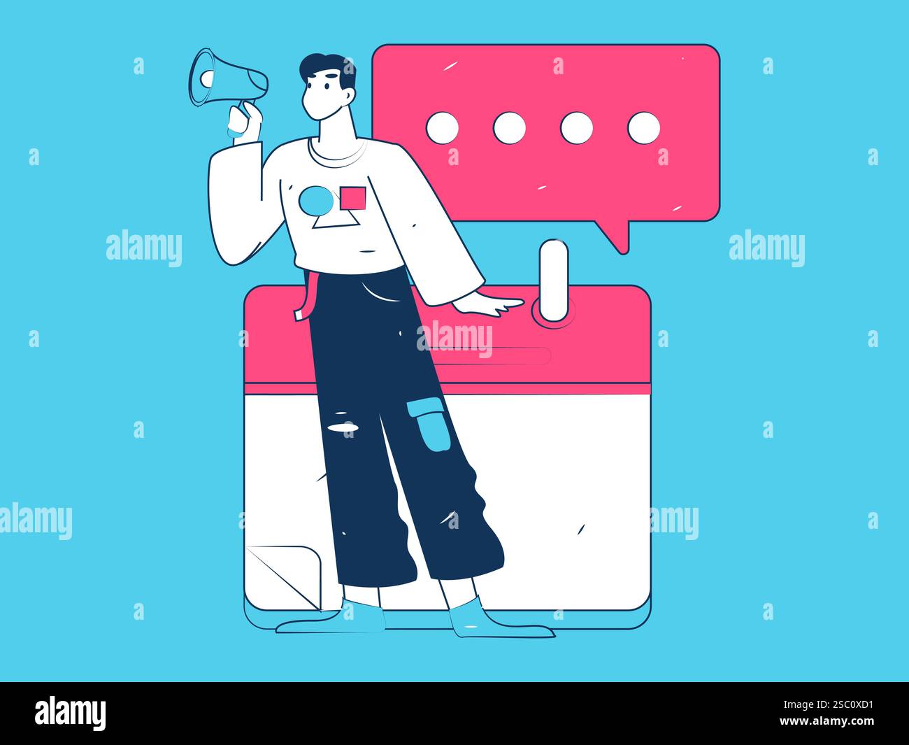 Notification announcement vector creative flat hand drawn illustration ...