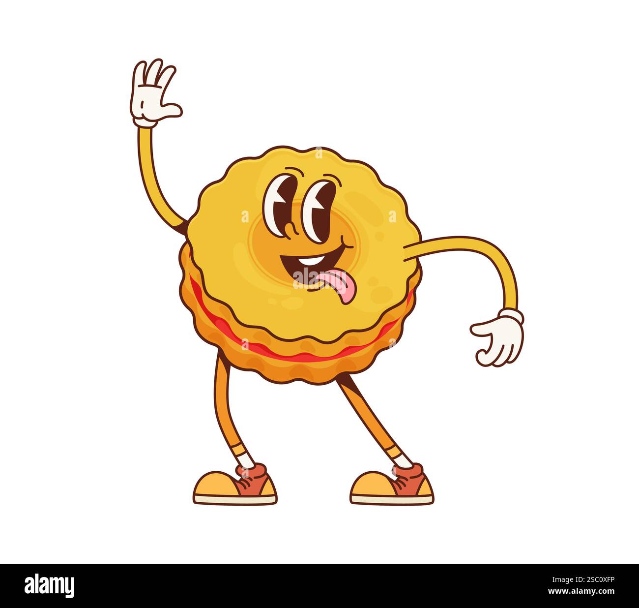 Funny groovy cookie and bakery character. Cartoon vector playful cookie ...