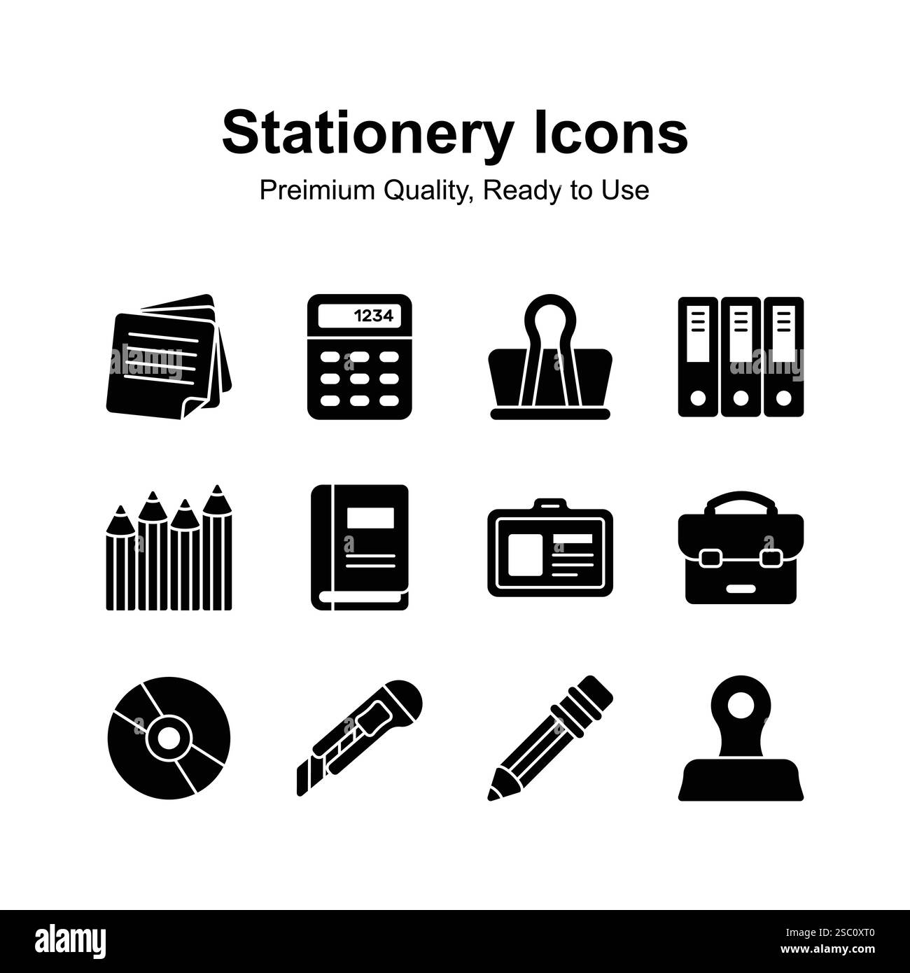 Grab this amazing stationery icons set in modern style Stock Vector ...