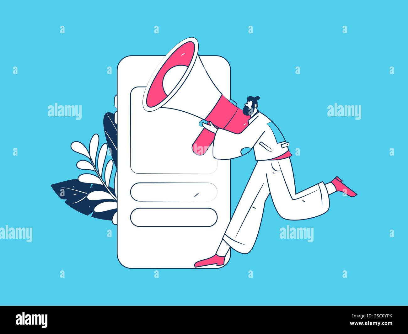 Notification announcement vector creative flat hand drawn illustration ...
