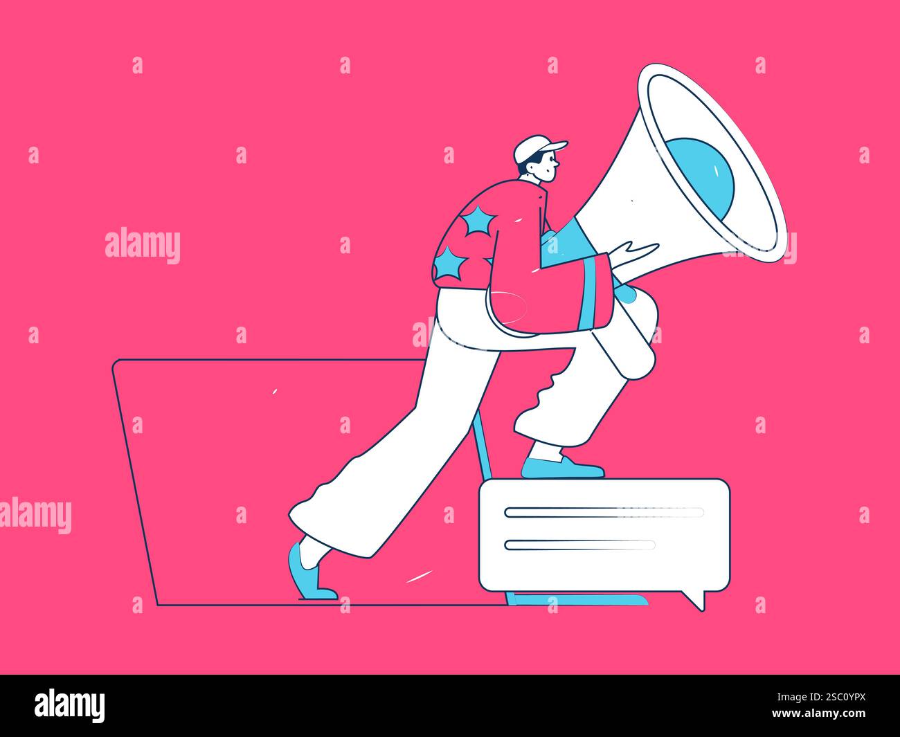 Notification announcement vector creative flat hand drawn illustration ...