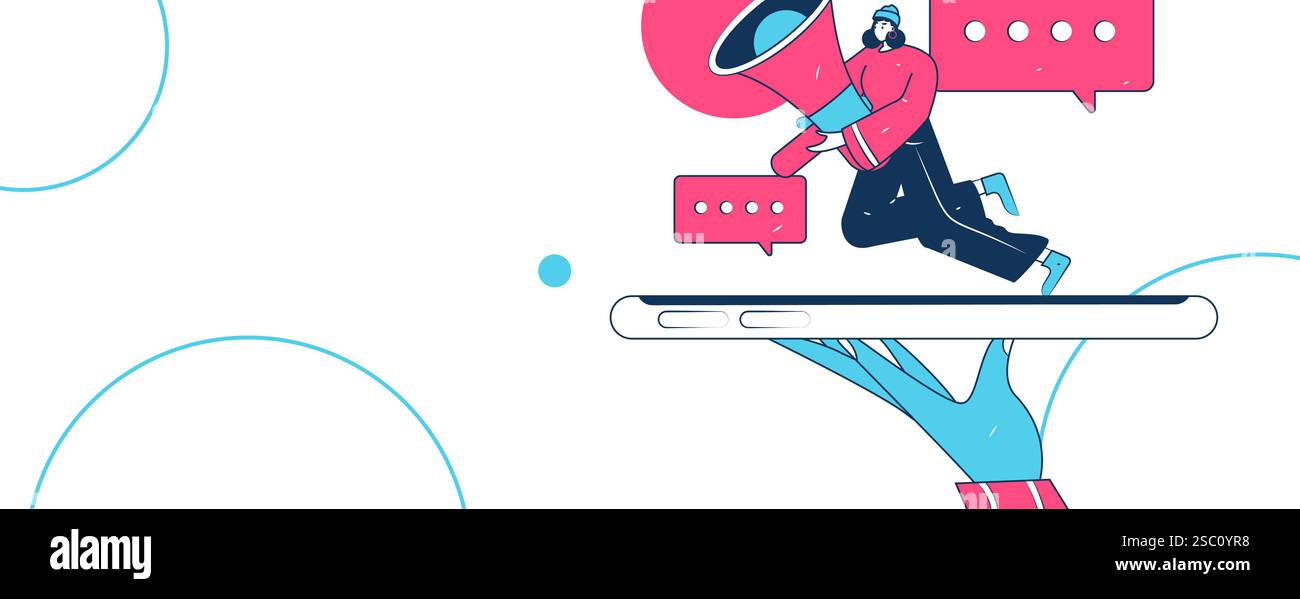 Notification announcement vector creative flat hand drawn illustration ...