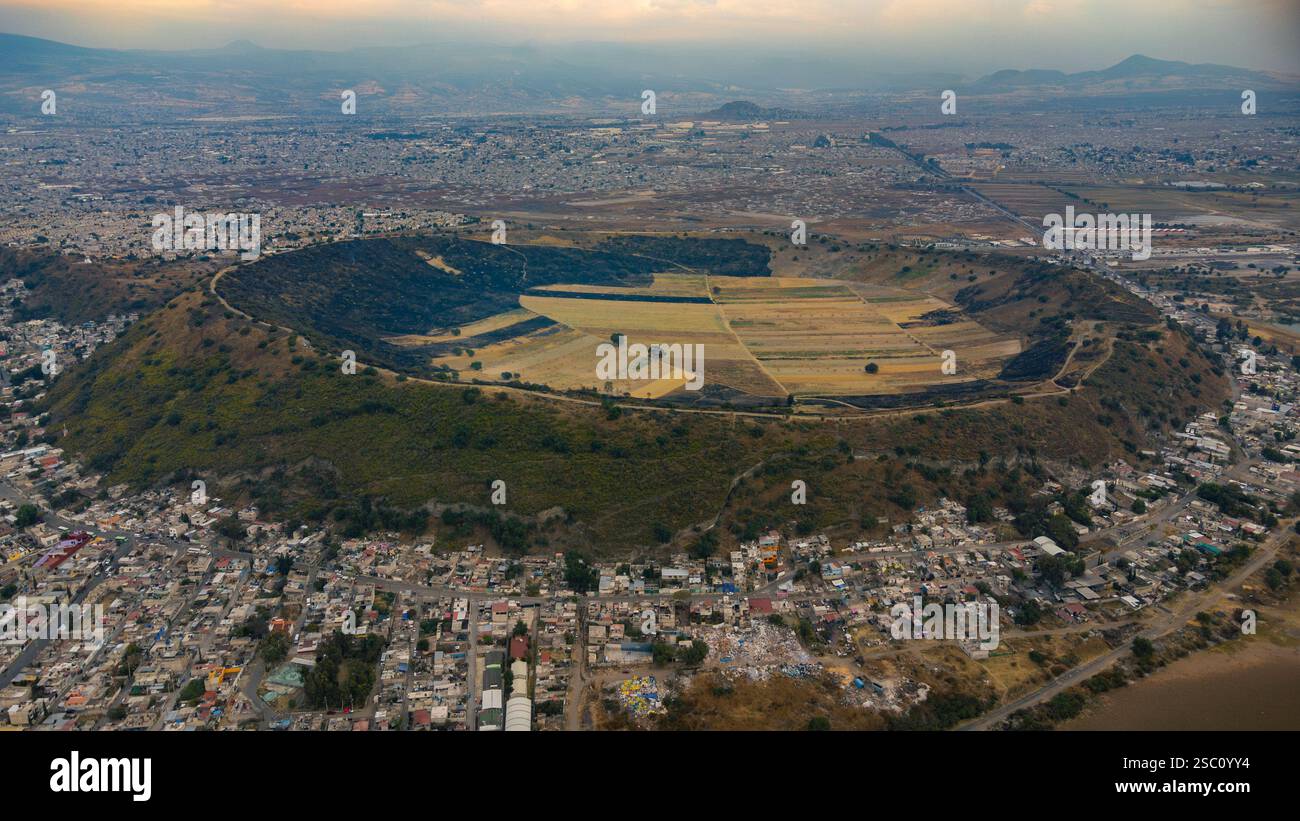 Drone aerial shot of the Xico Volcano, an extinct crater located in ...