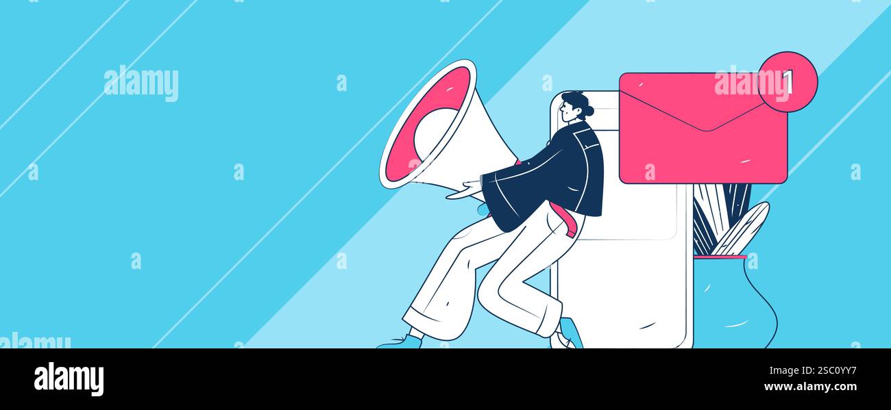 Notification announcement vector creative flat hand drawn illustration ...