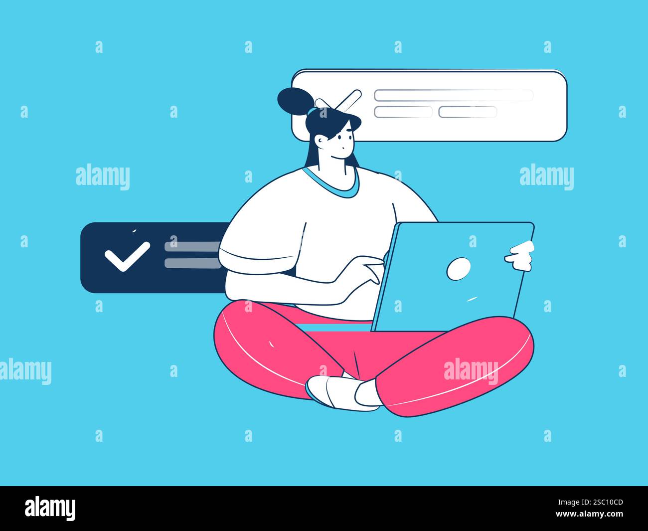 Notification announcement vector creative flat hand drawn illustration ...