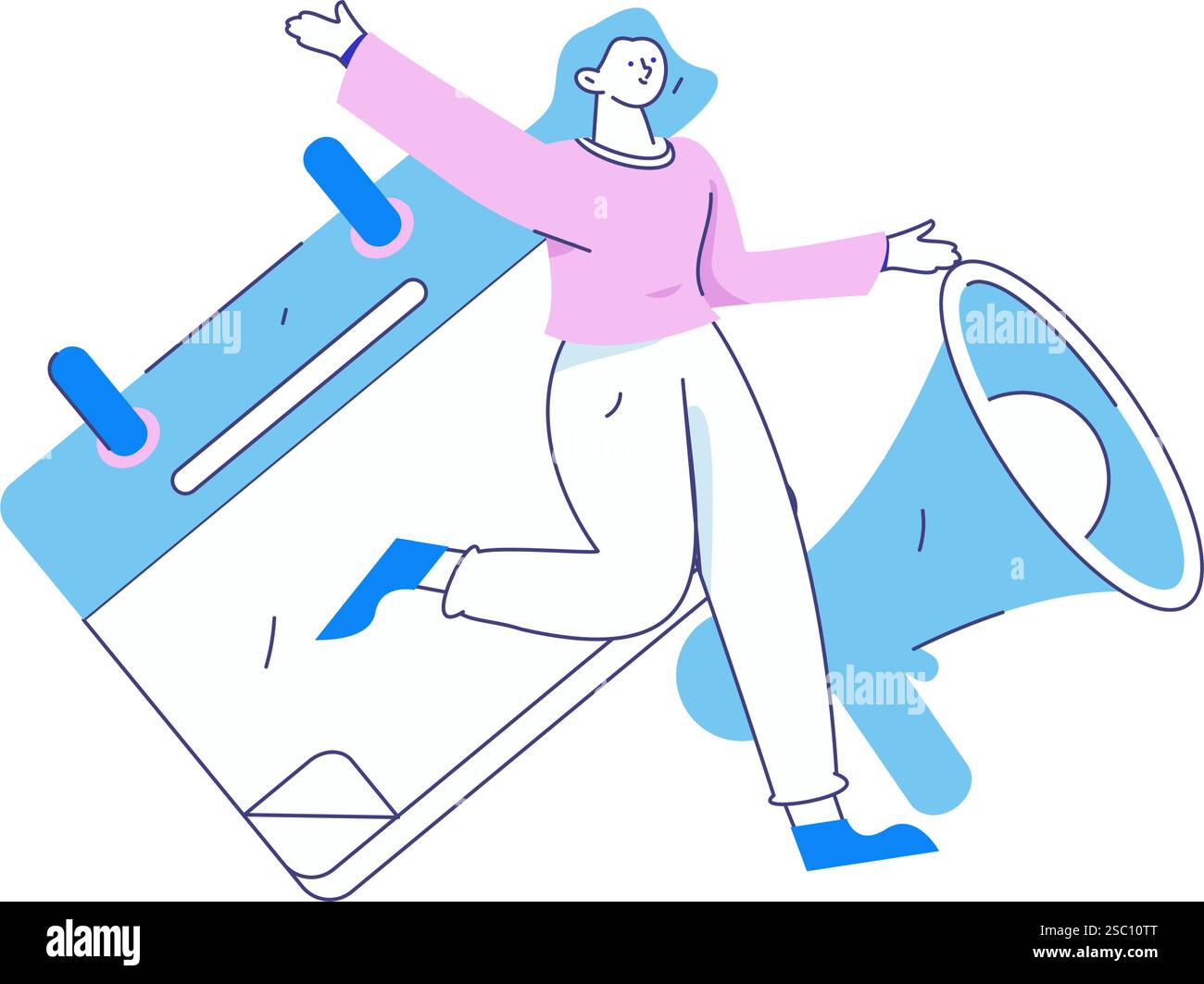 Notification announcement vector creative flat hand drawn illustration ...