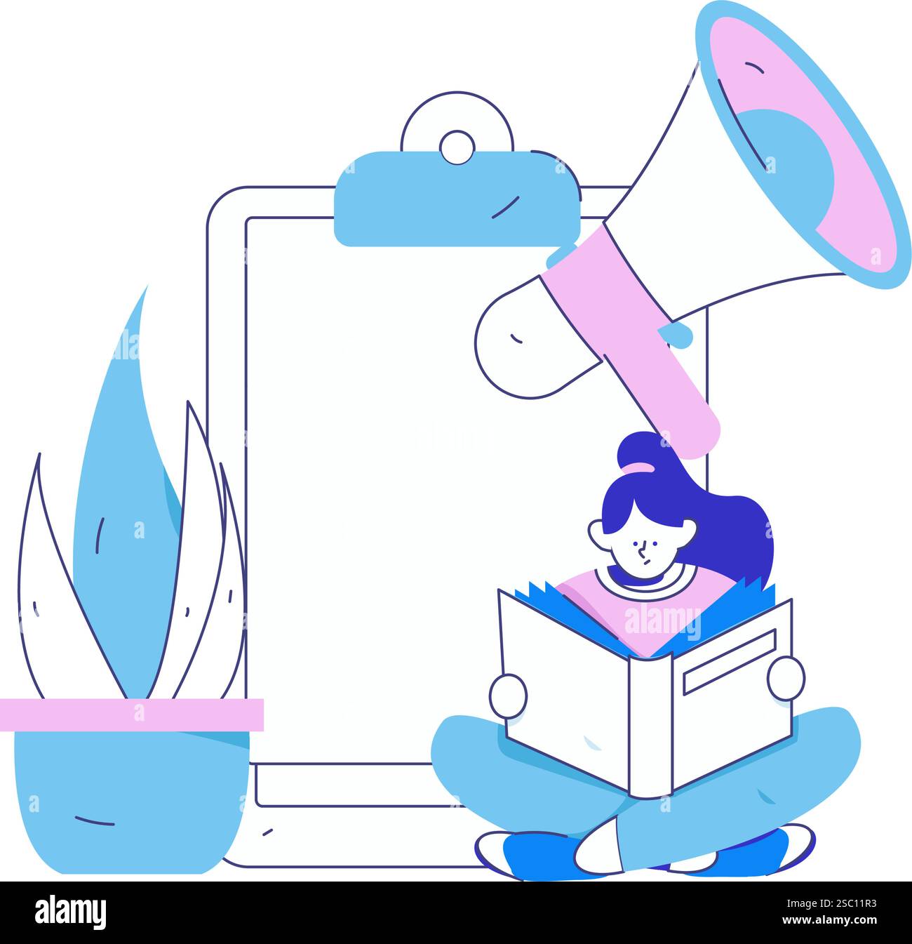 Notification announcement vector creative flat hand drawn illustration ...