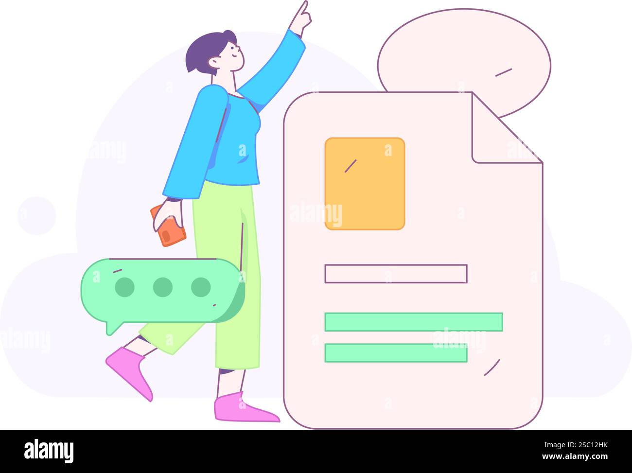 Notification announcement vector creative flat hand drawn illustration ...