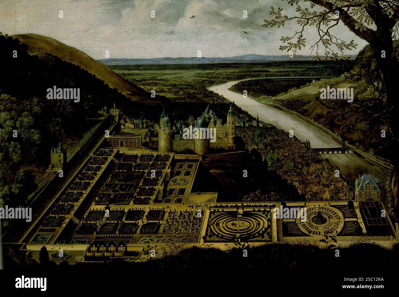 Hortus Palatinus Heidelberger Schloss von Jacques Fouquieres 1620 Stock ...