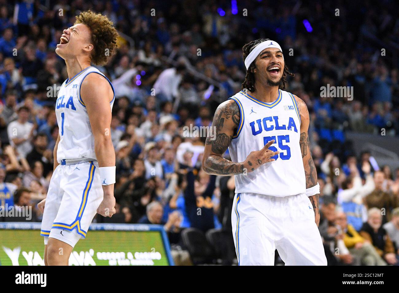 LOS ANGELES, CA - FEBRUARY 04: UCLA Bruins guard Skyy Clark (55) and ...