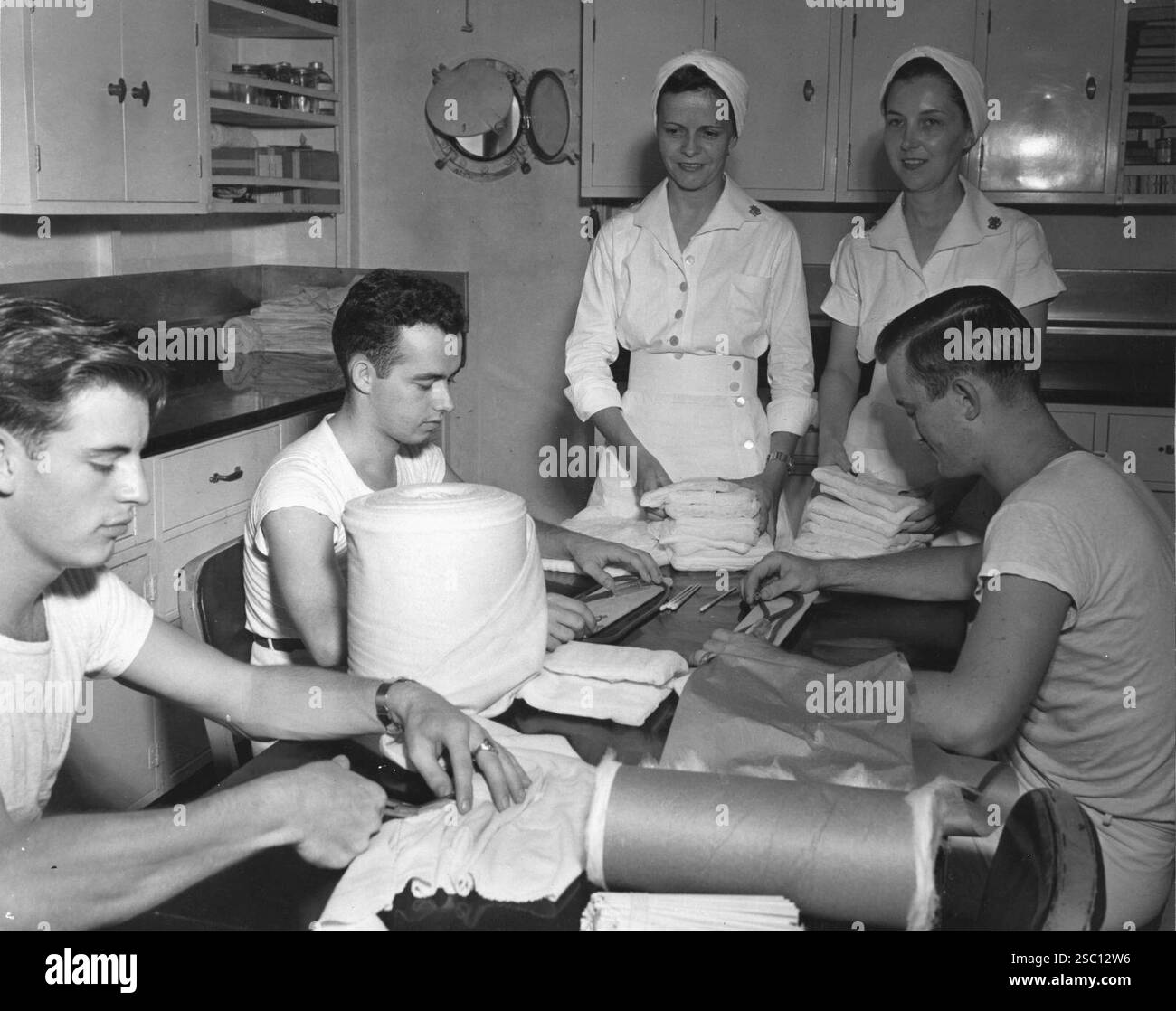Hospital ship USS Bountiful (AH-9) Nurses Belanger (left) and Kelly ...