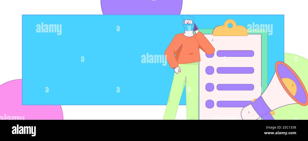 Notification announcement vector creative flat hand drawn illustration ...