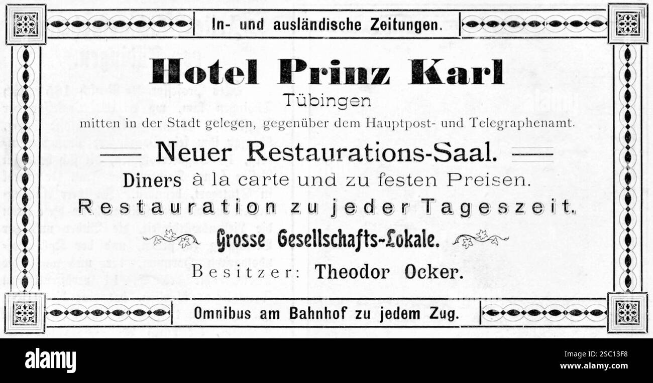 Hotel Prinz Karl - Neuer Restaurations-Saal (TüBl03-24A Stock Photo - Alamy