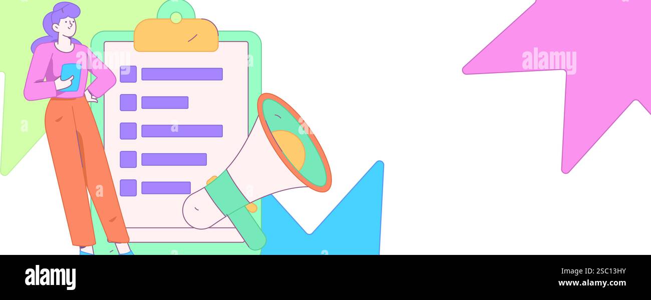 Notification announcement vector creative flat hand drawn illustration ...